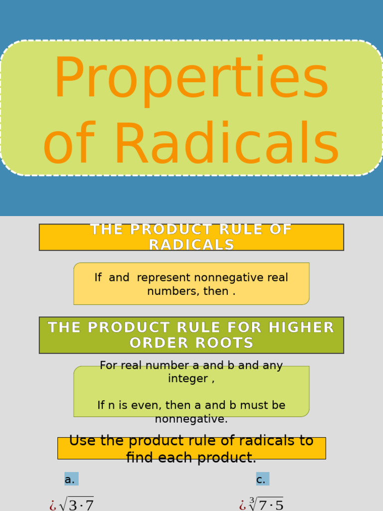 Properties, Addition and Subtraction of Radicals | PDF | Square Root ...