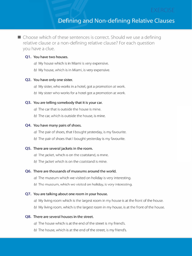 Defining Vs Non Defining | PDF
