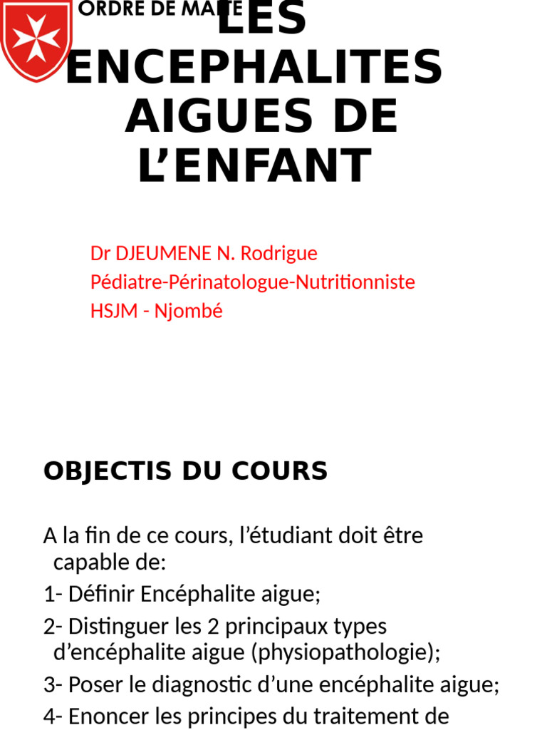 Encéphalites aiguës chez l'enfant : diagnostic et traitement | PDF ...
