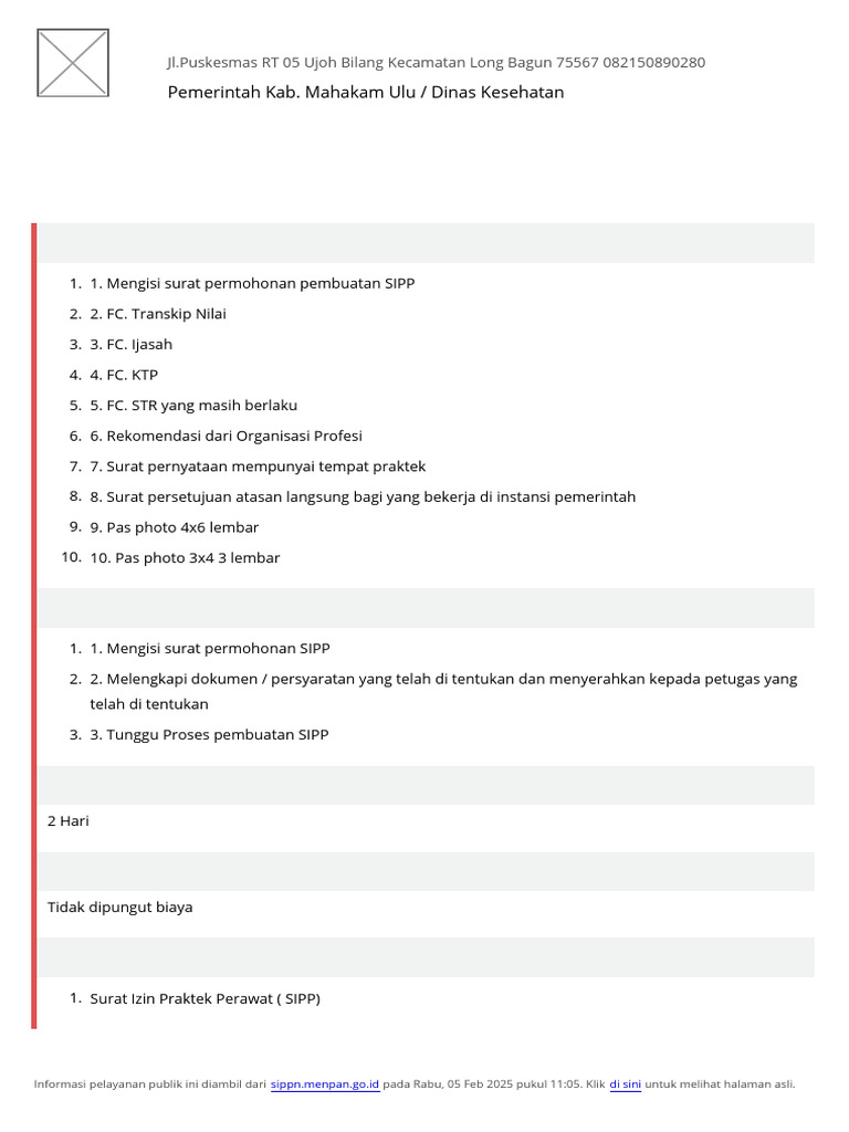 Unduh Standar Pelayanan - Penerbitan Surat Izin Praktek Perawat (SIPP) | PDF
