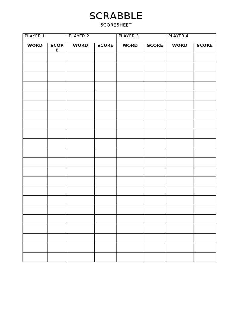 Scrabble Scoresheet | PDF