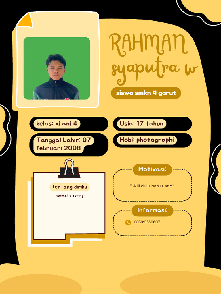 Cokelat Ilustratif Informasi Biodata Guru Dokumen A4-1 | PDF