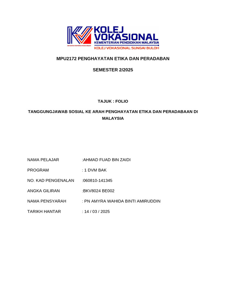 FORMAT FOLIO MPU2172 Etika Peradanan | PDF