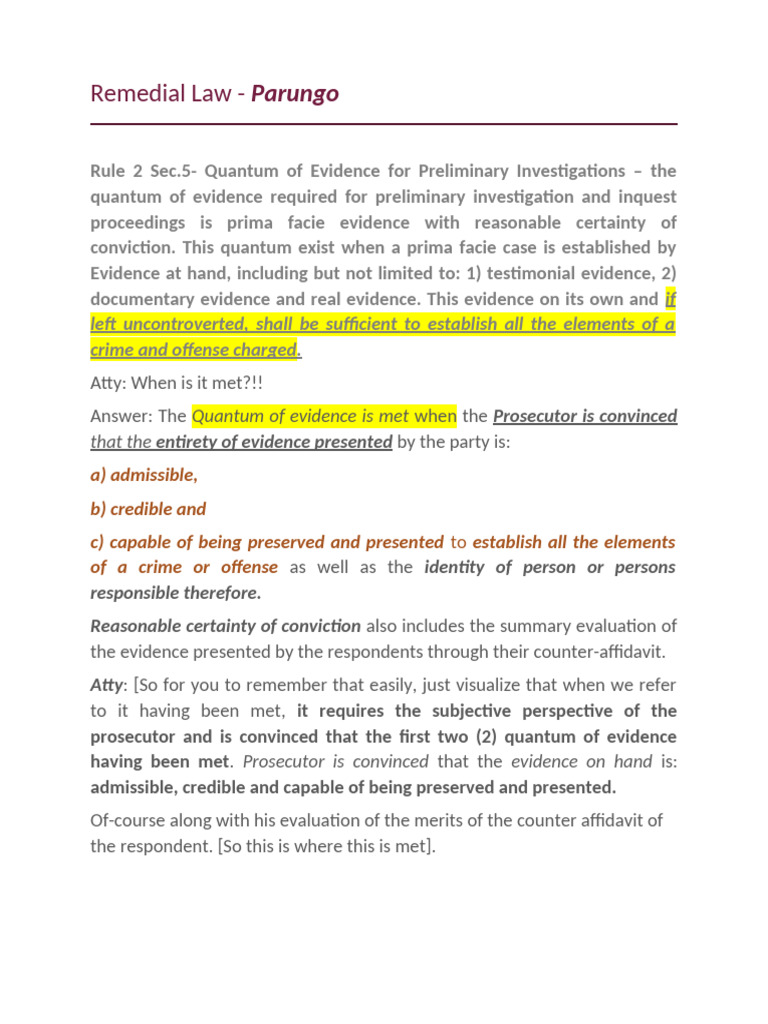 Remedial Law Parungo Lecture On DOJ-NPS Circulars | PDF | Prosecutor | Affidavit