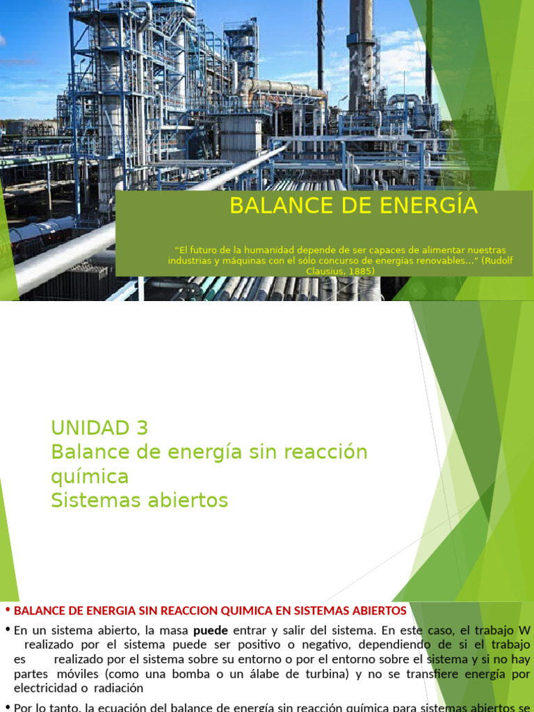 Balance de Energía Sin Reacción Química Sistemas Abiertos | PDF | Calor | Turbina