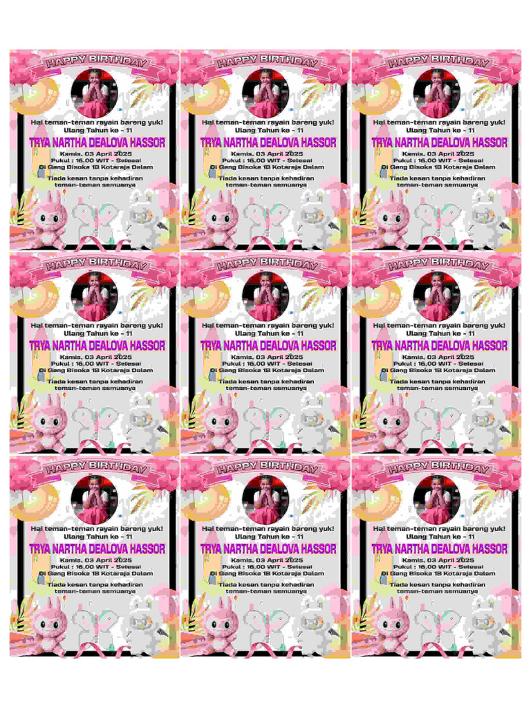 Undangan Ultah a3 = 5 Lbr | PDF