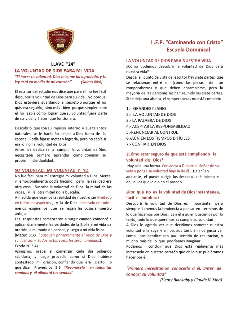 LLAVE 24 La Voluntad de Dios | PDF | Dios | Oración
