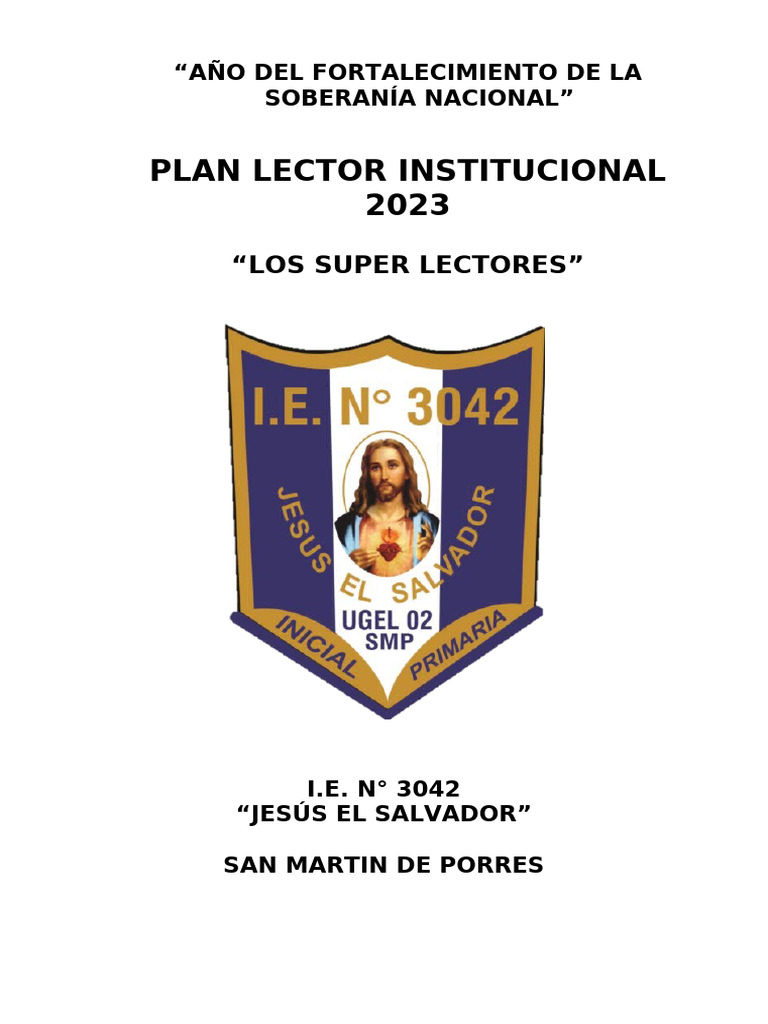 Plan Lector Institucional 3042 - 2023 Ok | PDF | Maestros | Biblioteca escolar