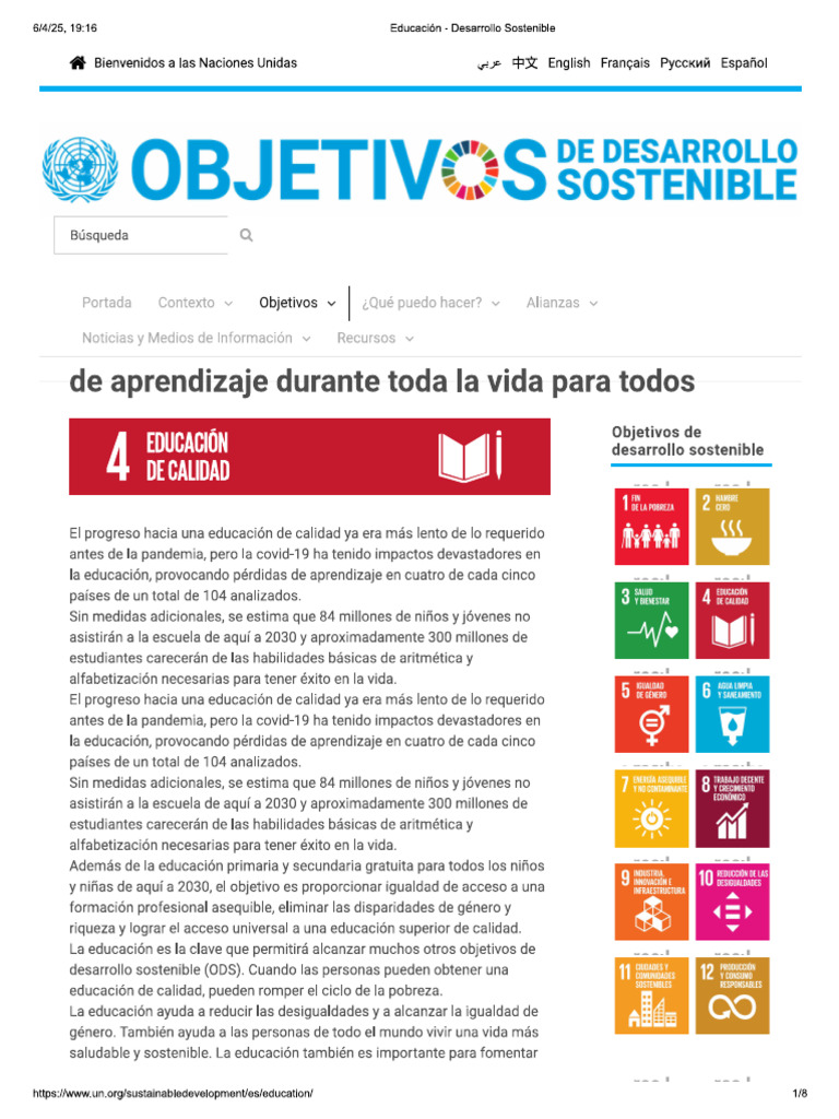 Objetivo 4 Garantizar Una Educación Inclusiva, Equitativa y de Calidad ...