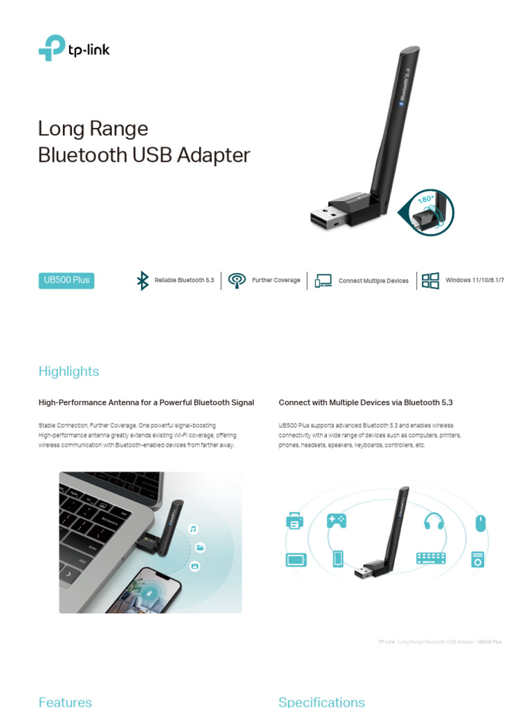UB500 Plus (UN) - 1.0 Datasheet | PDF | Bluetooth | Usb
