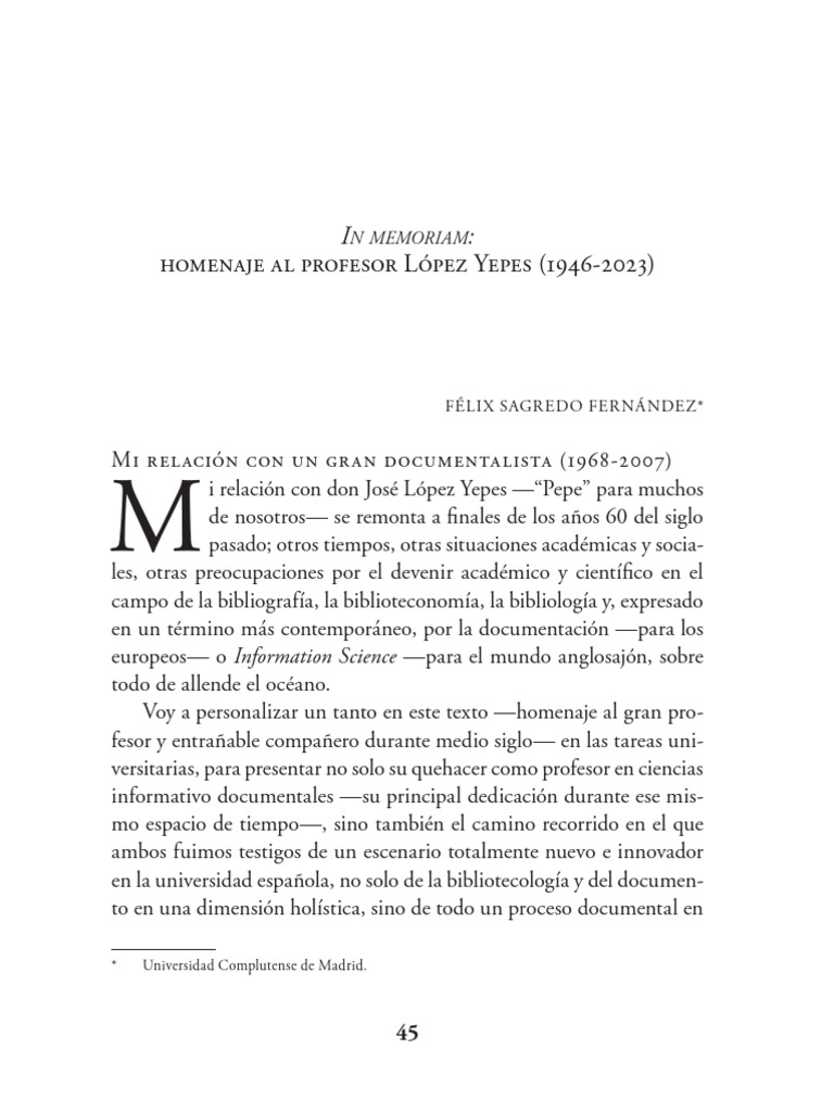 Homenaje al profesor José López Yepes | PDF | Maestros | España