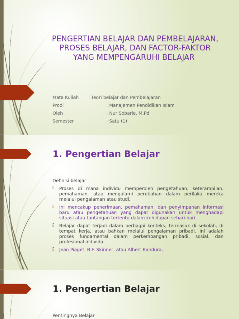 Pengertian Belajar Dan Pembelajaran, Proses Belajar, Dan Factor-Faktor Yang Mempengaruhi Belajar ...