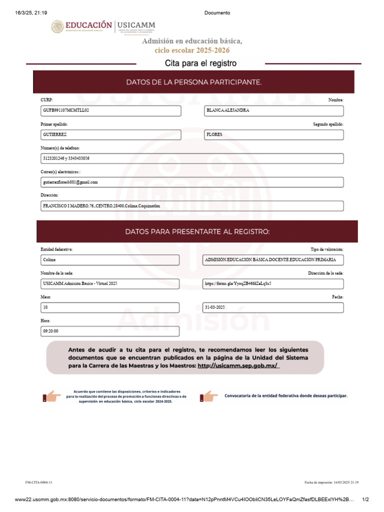 Documento DE REGISTRO USICAM | PDF | Educación primaria