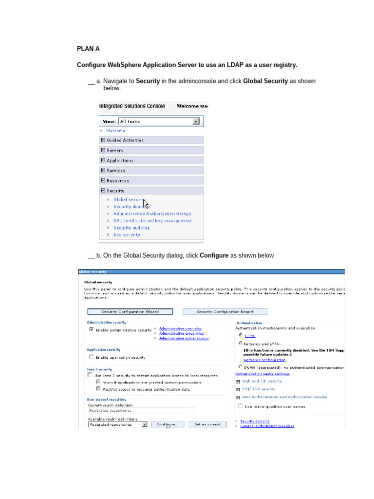 Configure WAS to use an LDAP as a user registry | PDF
