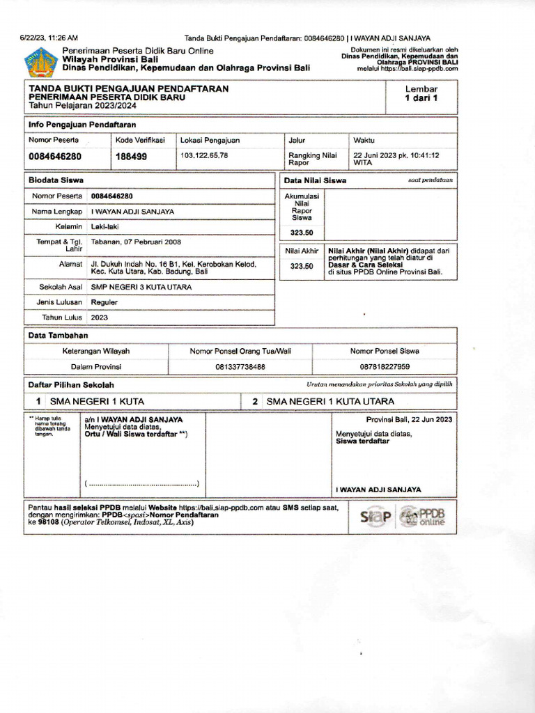 Tanda bukti pendaftaran | PDF