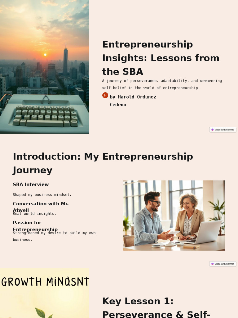 Entrepreneurship Lessons from SBA Insights | PDF