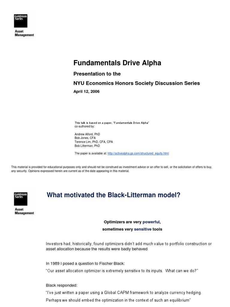 EHS - Bob Litterman | PDF | Stocks | Price–Earnings Ratio
