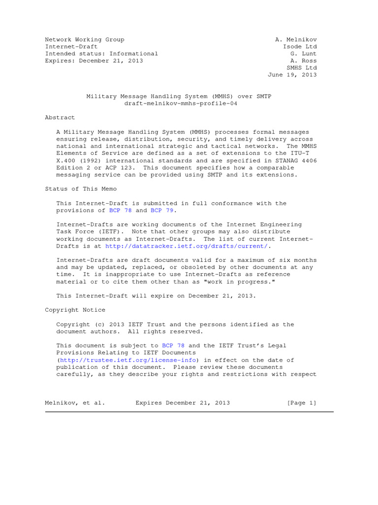 Military Message Handling System MMHS Ov | PDF | Email | Internet Standards