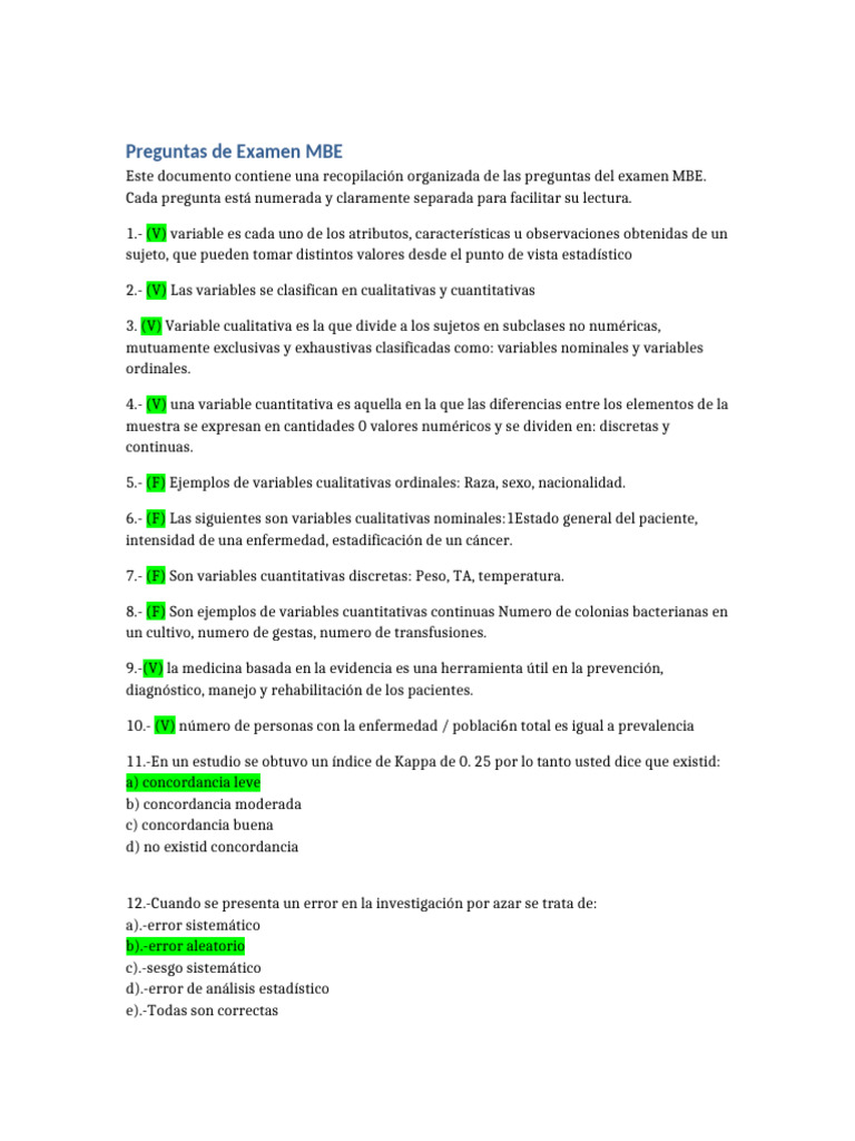 Preguntas_MBE | PDF | Sensibilidad y especificidad | Hipertensión