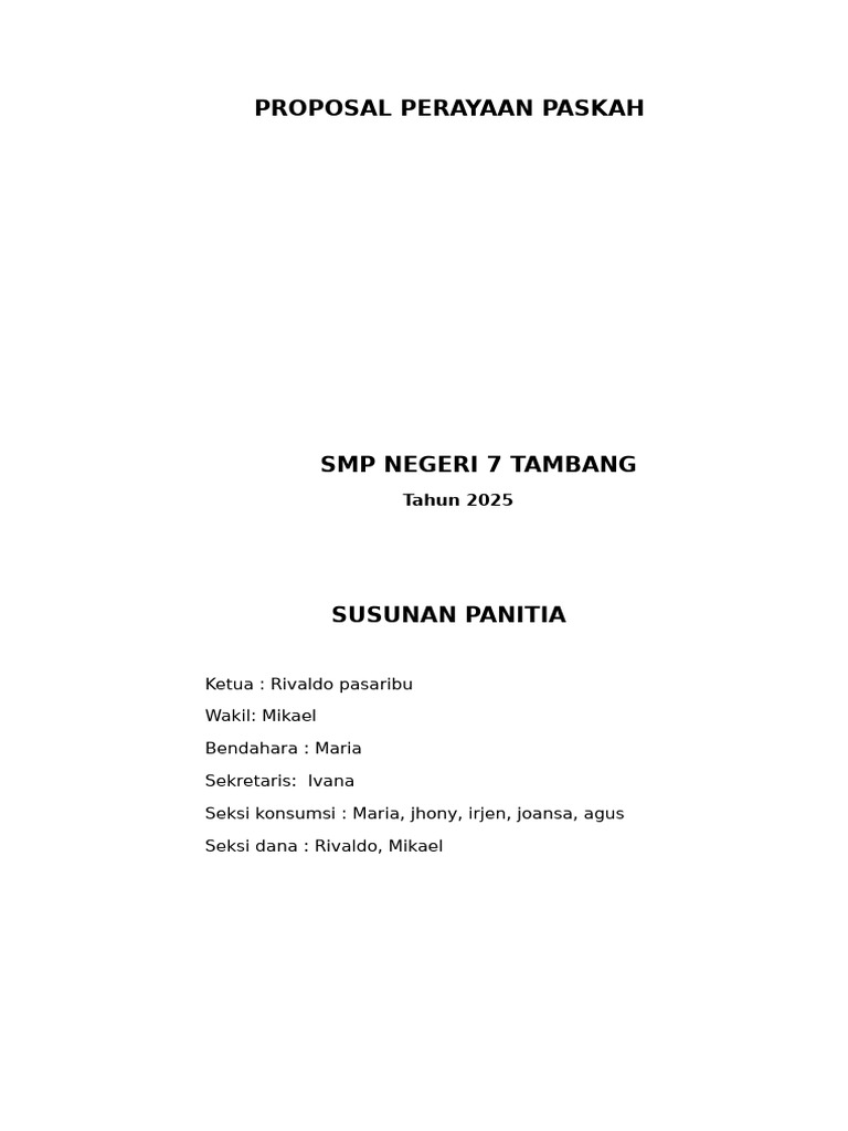 Proposal Paskah | PDF