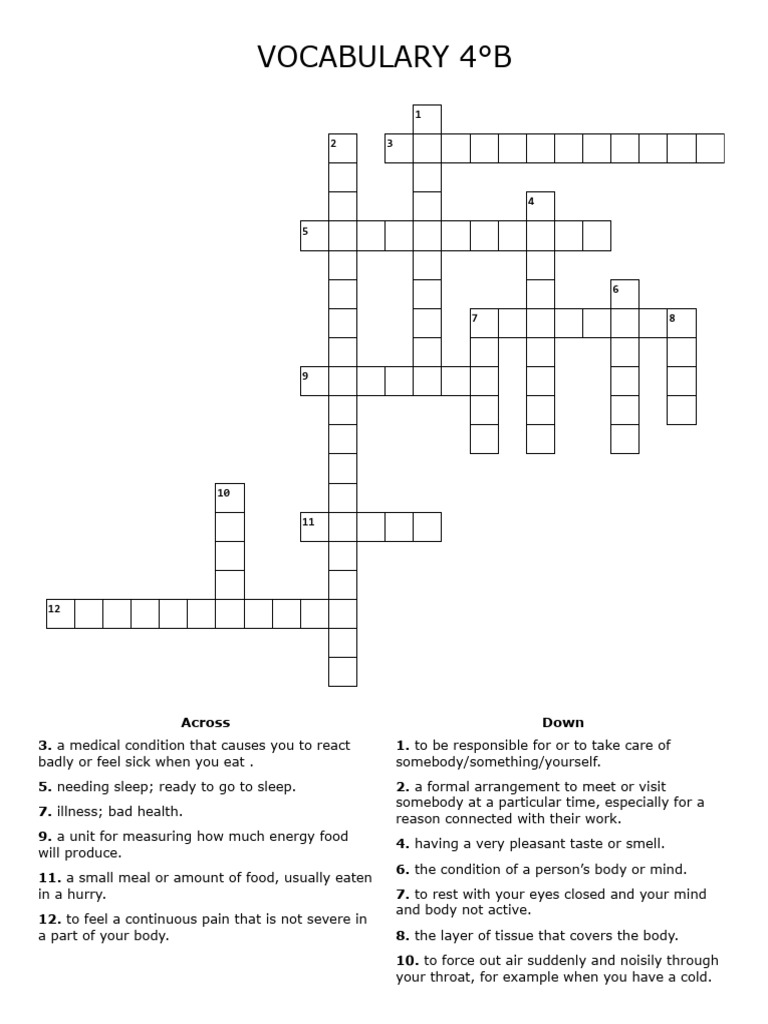 Vocabulary Quiz for 4th Grade Health | PDF