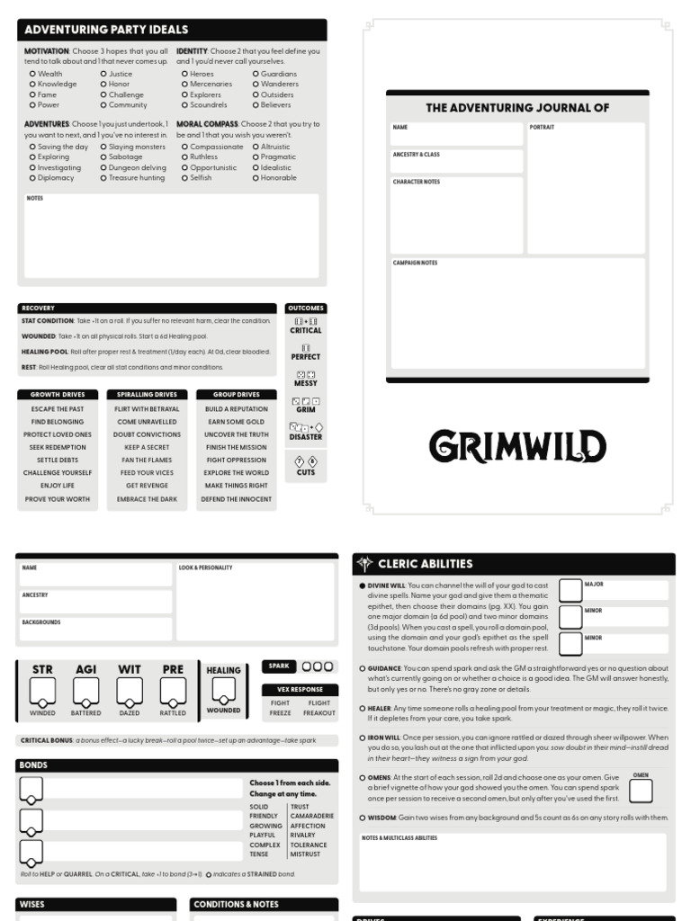 Grimwild Preview Character Sheets | PDF