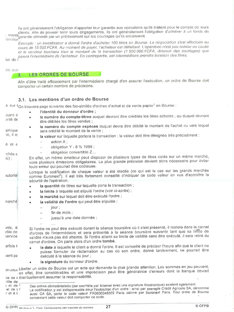 Ordre de Bourse Et Cotation | PDF