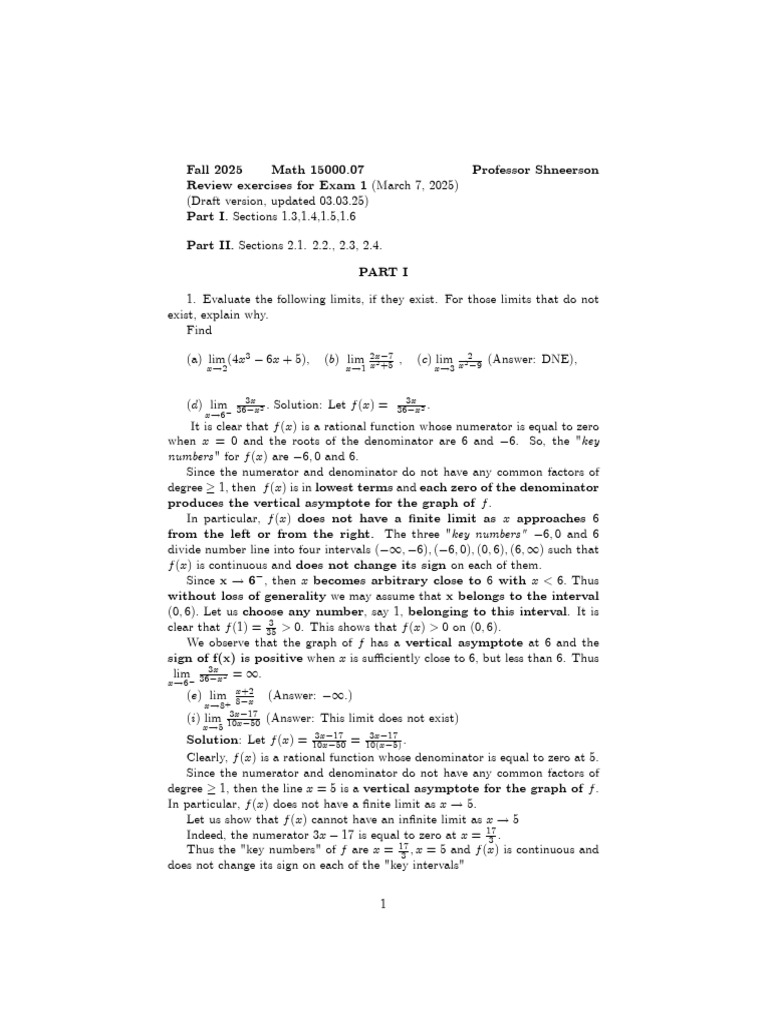 calculus 1 review Spring2025 updated | PDF | Tangent | Slope