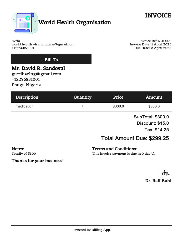 World Health OrganisationInvoice-002 | PDF