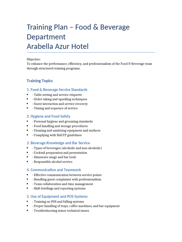 Training Plan FNB Arabella Azur | PDF