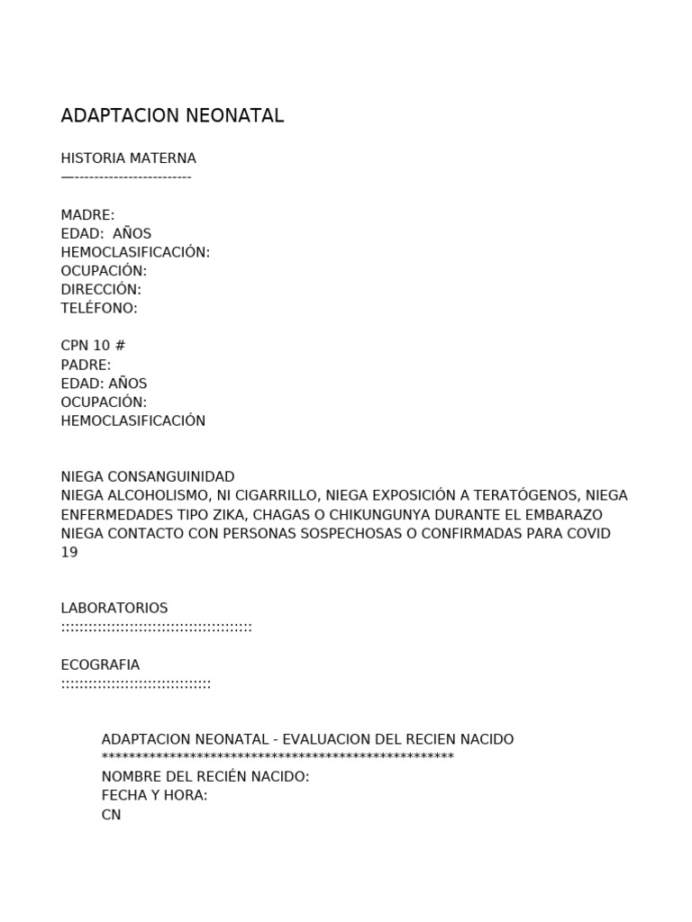 ADAPTACION NEONATAL PEDIATRIA COBOS | PDF | Infantes | Desarrollo humano