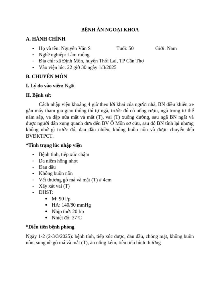 Bệnh án CTSN | PDF