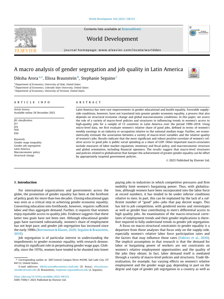 1-A Macro Analysis of Gender Segregation and Job Quality in Latin ...