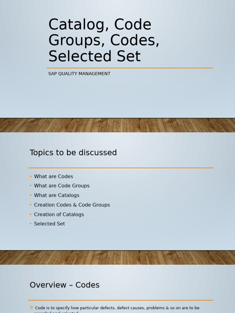 Catalogs, Code Groups & Codes | PDF