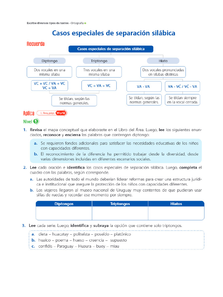 Com Separación Silábica 6to Pri | PDF