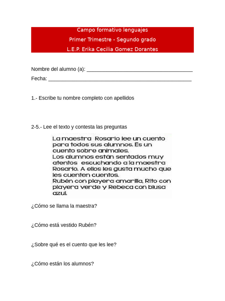 Examen Lenguajes Segundo | PDF