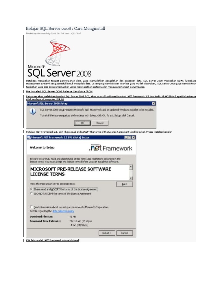 Panduan Instalasi SQL Server 2008 | PDF | Komputer