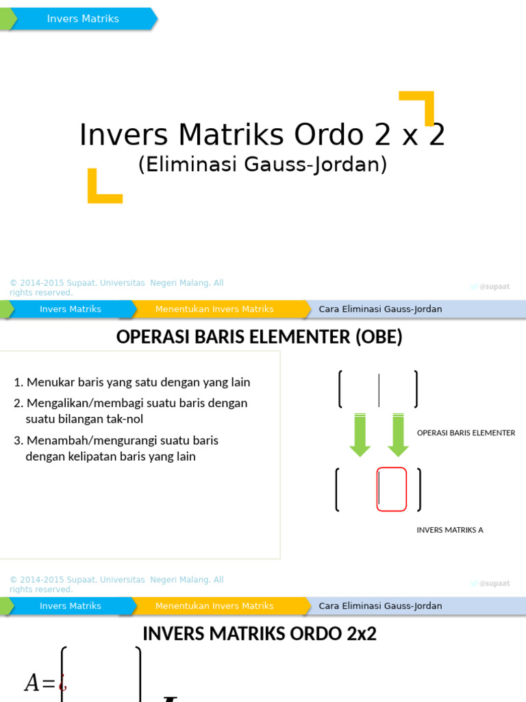 Invers Matriks Ordo 2x2 dengan Gauss-Jordan | PDF