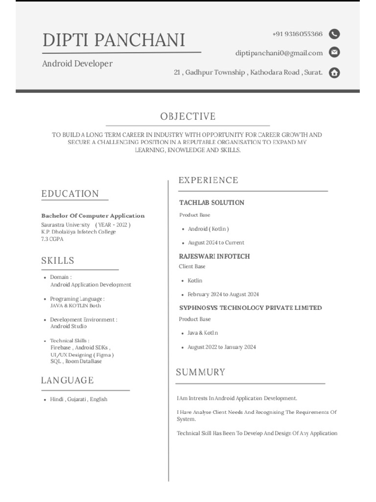 Dipti Android Developer | PDF