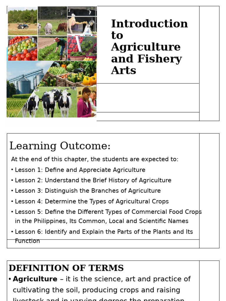 Introduction To Agriculture and Fishery Arts Lesson 1 | PDF | Agriculture | Agronomy