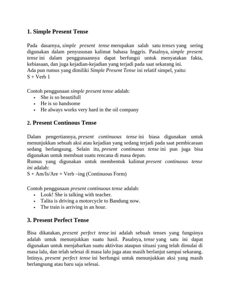 Contoh Kalimat Present Perfect Tense | PDF