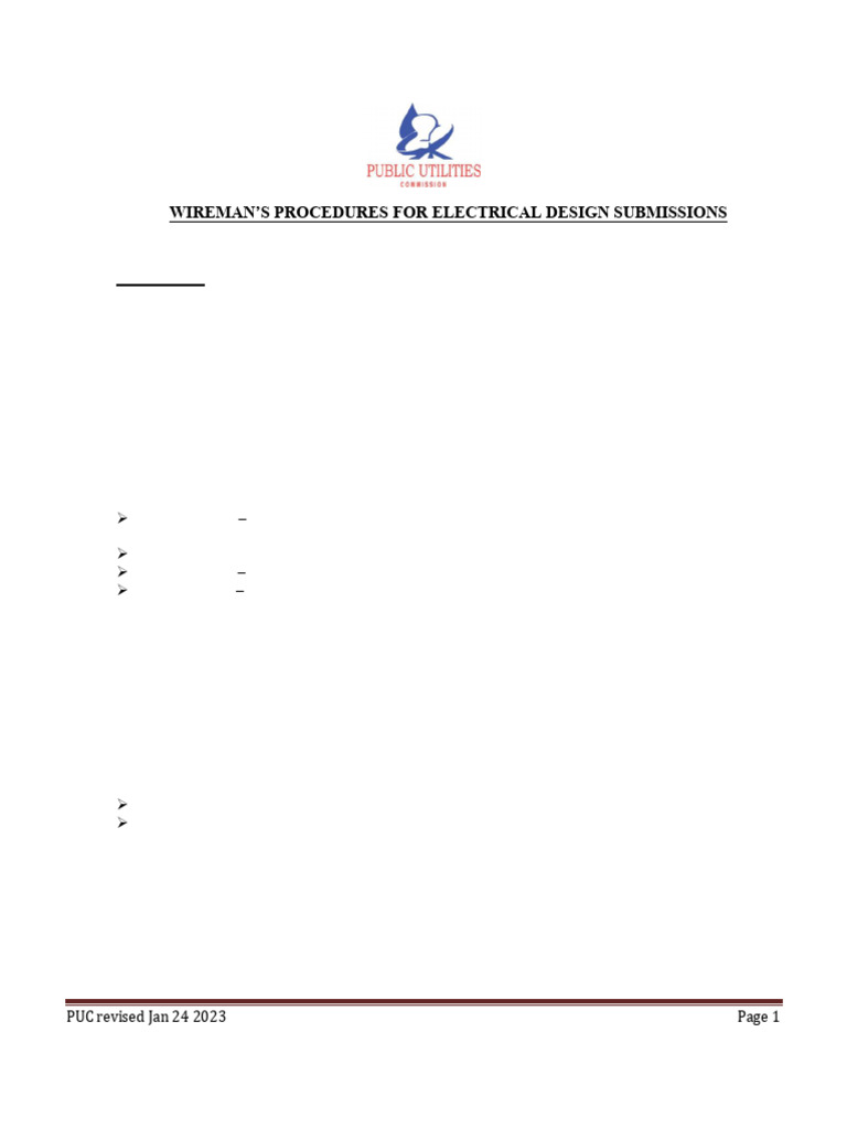 Wireman Procedures - Design Submissions - Jan 24 2023 | PDF ...