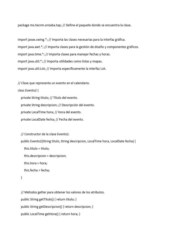 Calendario | PDF | Java (lenguaje de programación) | Desarrollo de software