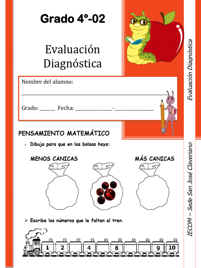 Evaluación Diagnóstica 4° Grado Matemáticas y Español | PDF | Rana