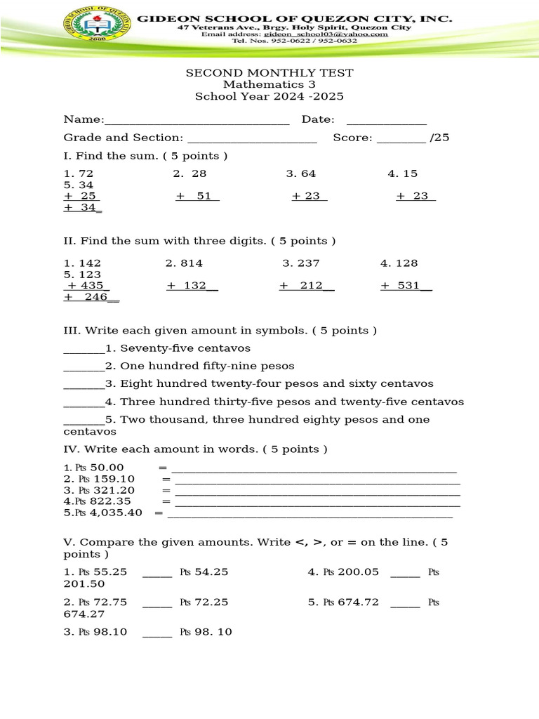 2ND Monthly Test | PDF