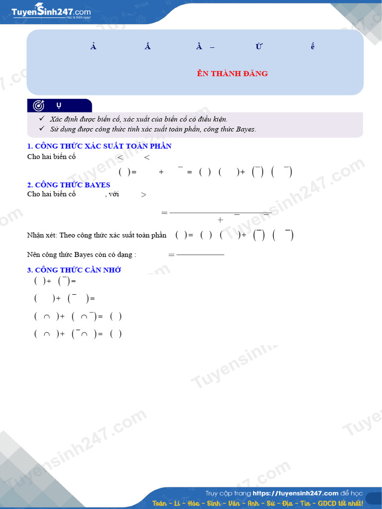 Buoi 33 Cong Thuc Xac Suat Toan Phan Cong Thuc Bayes Tiet 1 1729562064 ...
