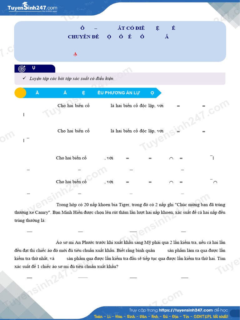 de-thi-btvn-buoi-32-xac-suat-co-dieu-kien-tiet-3--1729561988 | PDF