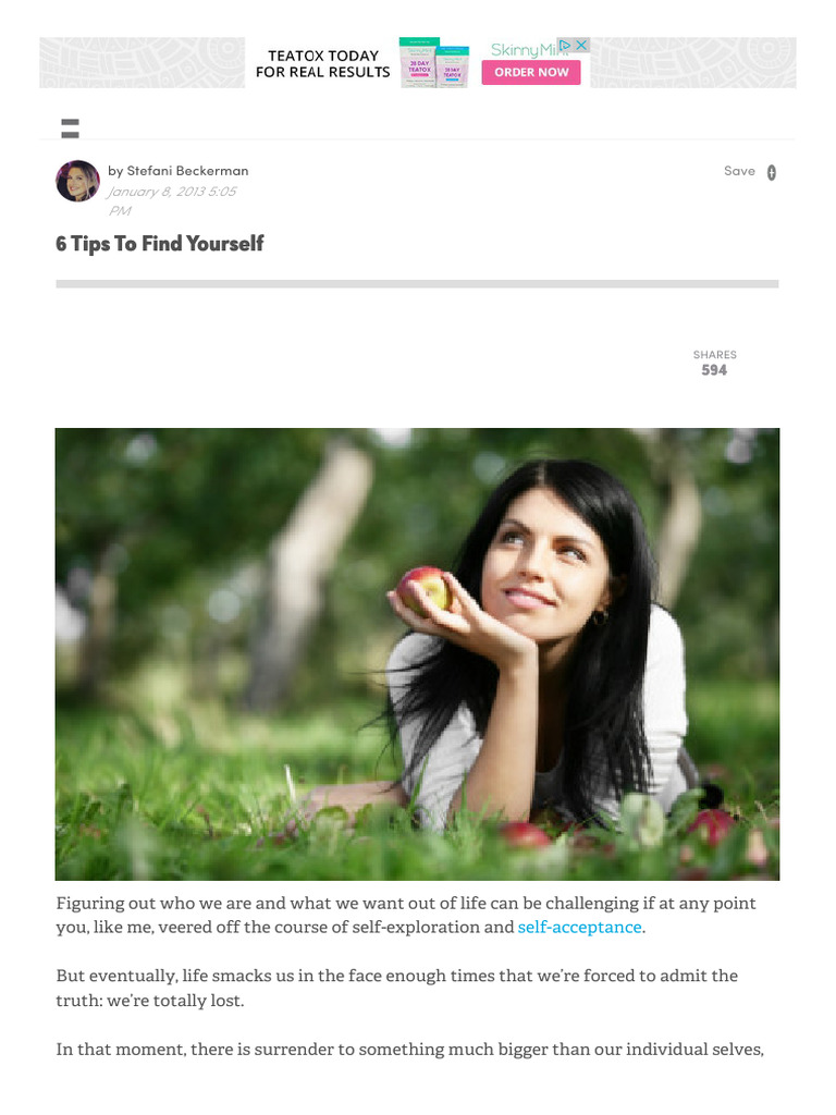 6 Tips To Find Yourself | PDF | Psychology | Psychological Concepts