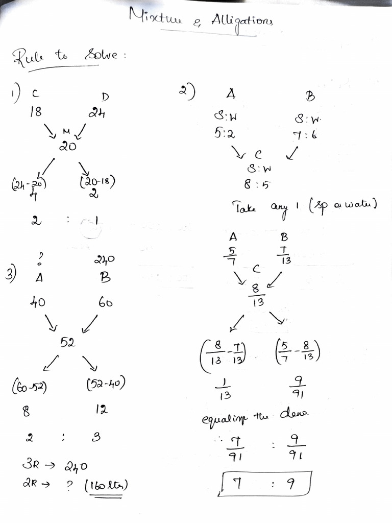 Alligation and Mixtures | PDF