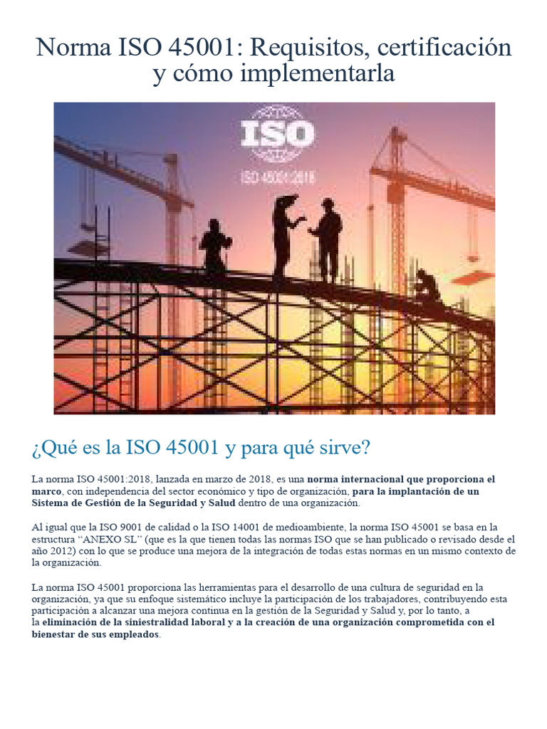 Norma ISO 45001 - ISO 45001 Que Es y para Que Sirve | PDF | Auditoría ...